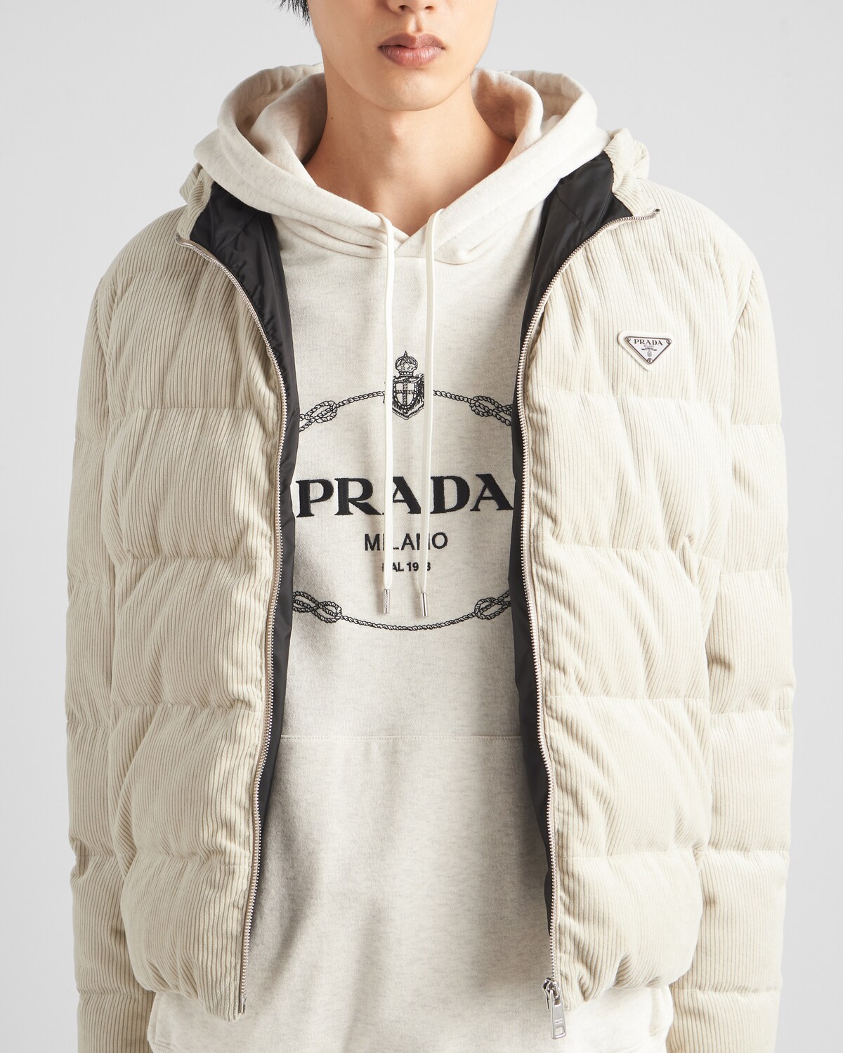 Natural Cotton Fleece Hoodie | PRADA