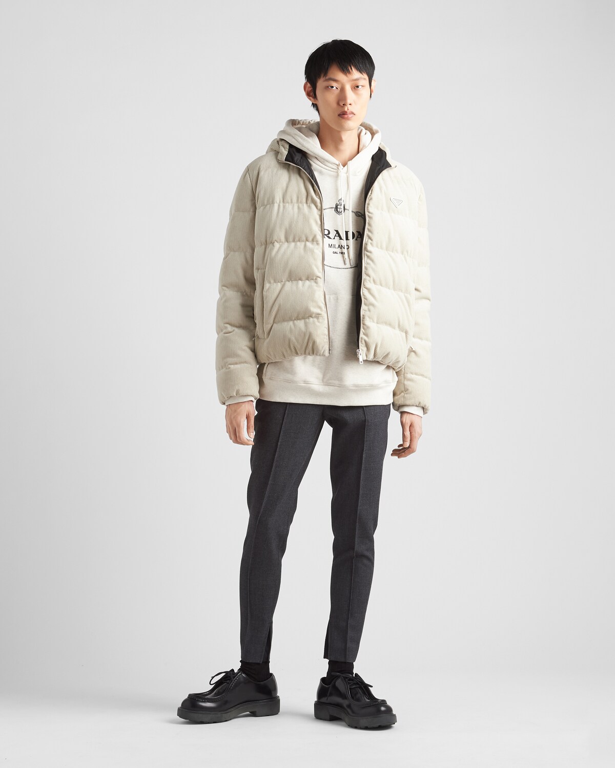 Natural Cotton Fleece Hoodie | PRADA