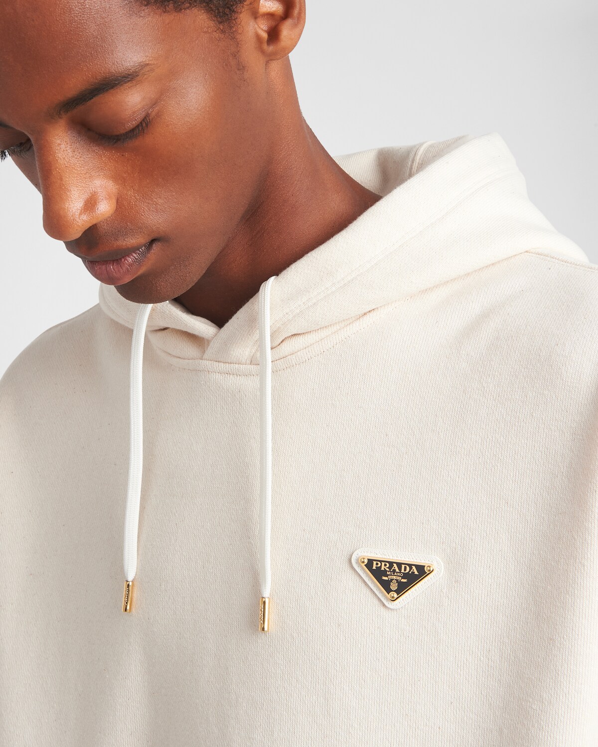 Natural Cotton Fleece Hoodie | PRADA