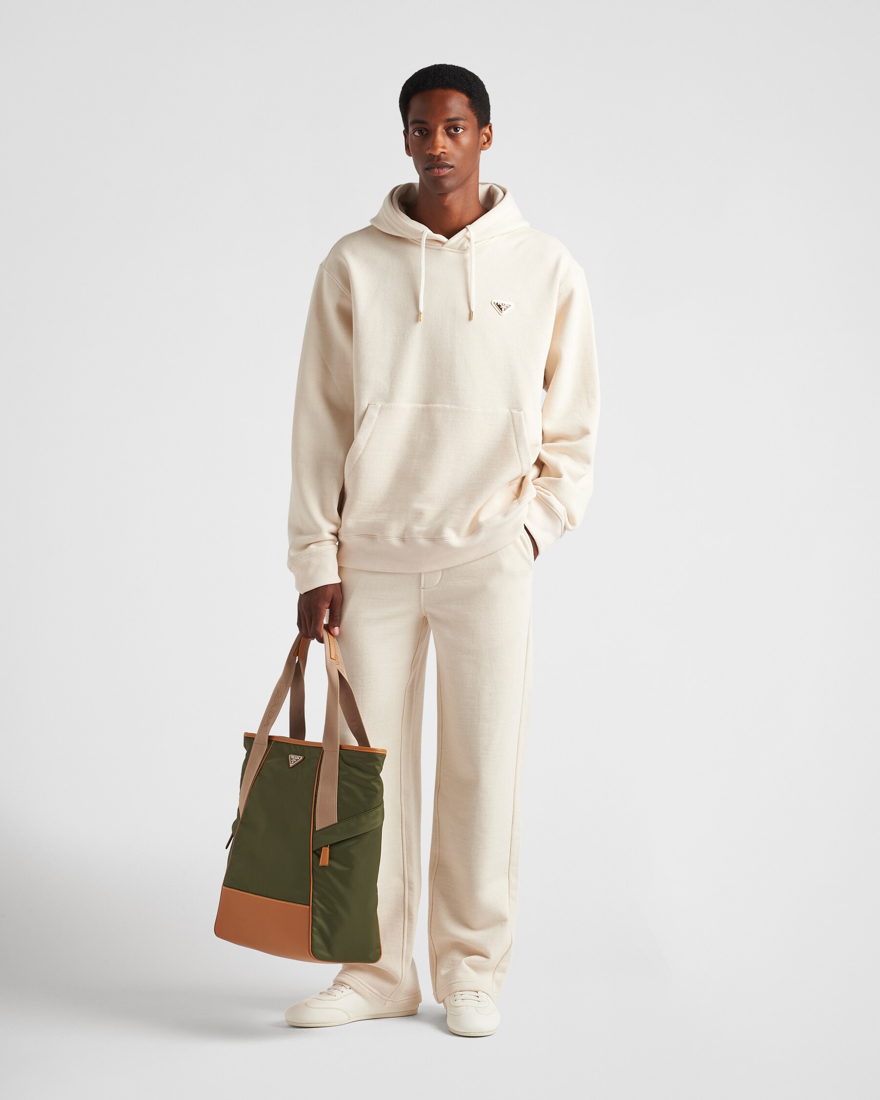 Natural Cotton Fleece Hoodie | PRADA