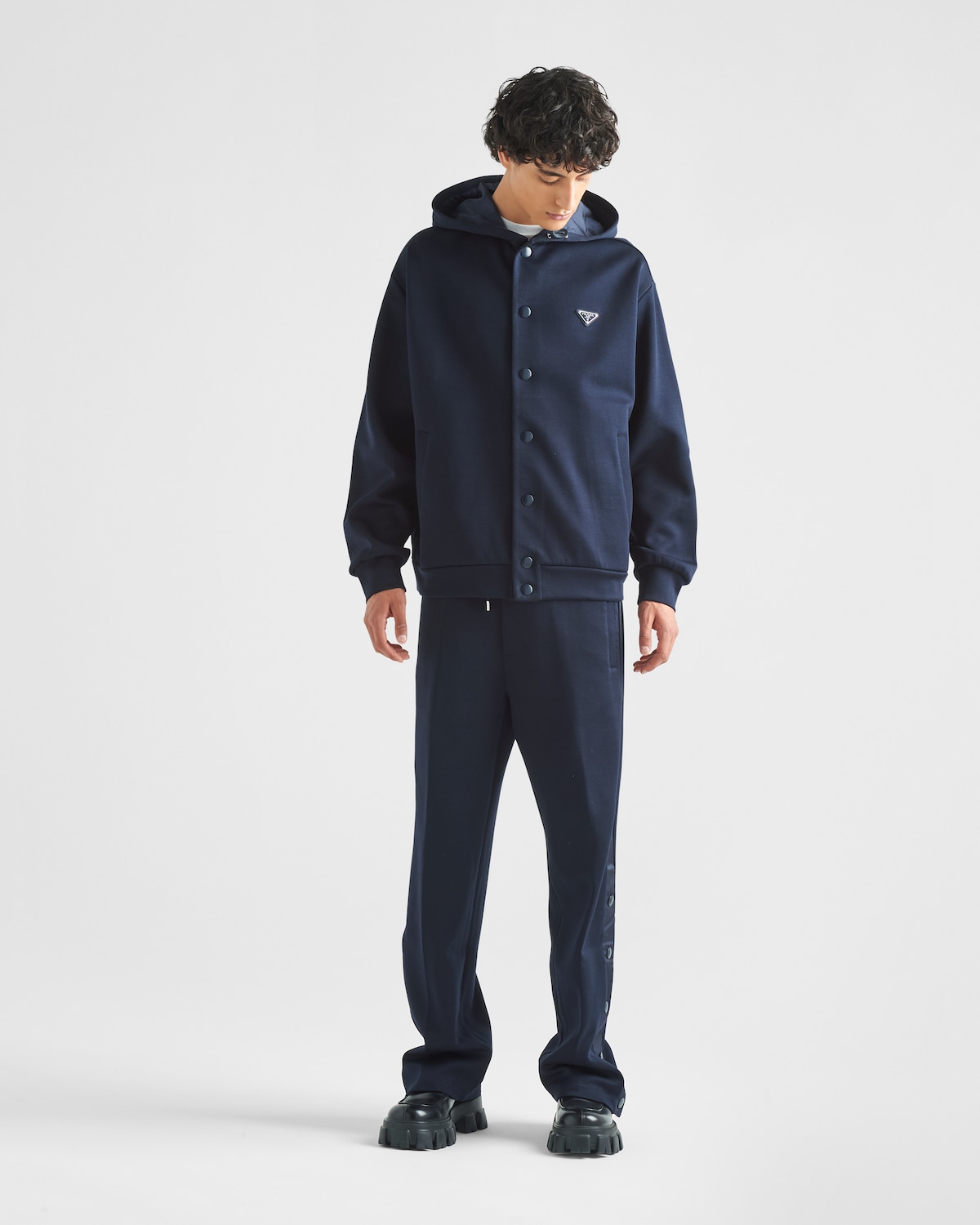 Blue Technical Cotton Hoodie | PRADA