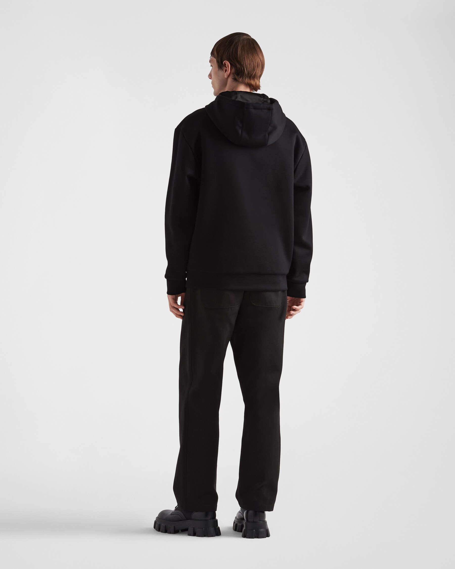 Black Cotton Fleece Hoodie | PRADA