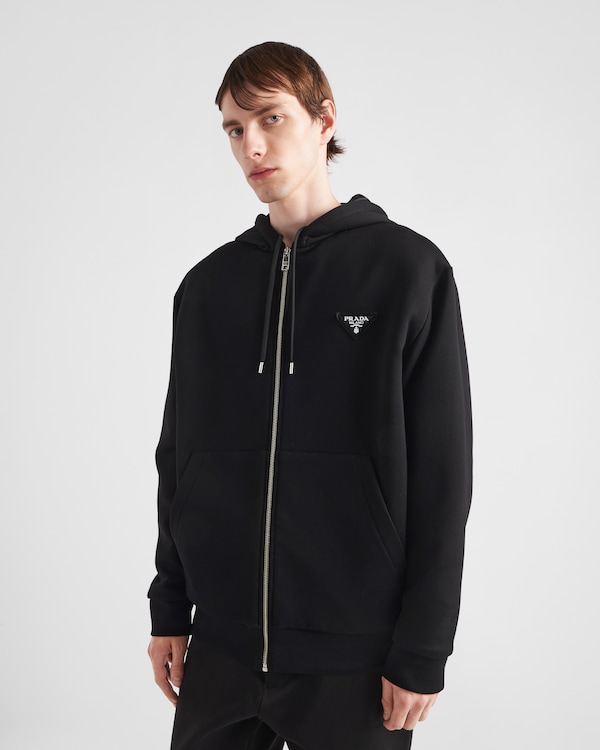 Black Cotton Fleece Hoodie | PRADA