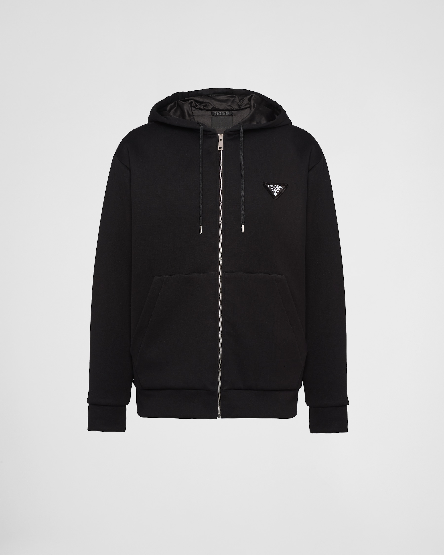 Black Cotton Fleece Hoodie | PRADA