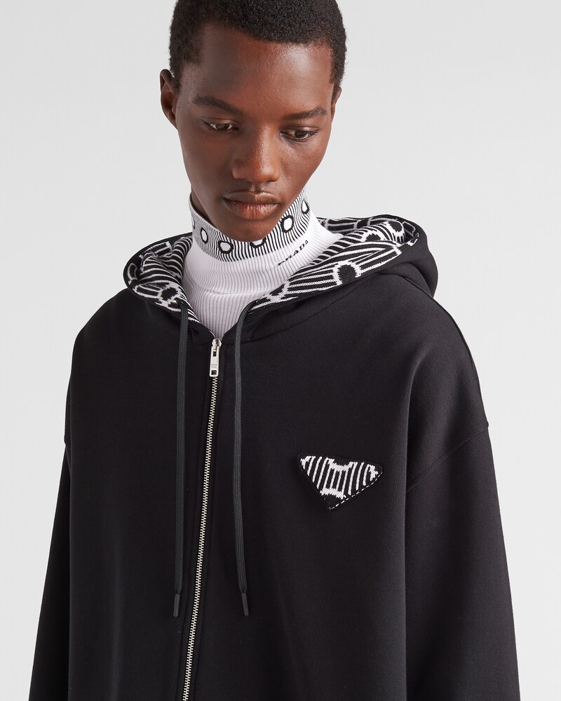 Black Hooded Cotton Sweatshirt | PRADA