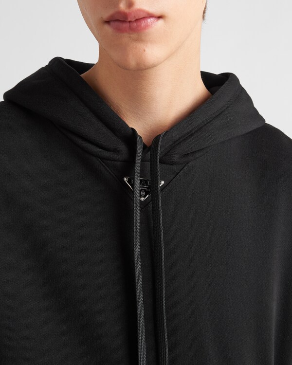 Black Cotton Fleece Hoodie | PRADA
