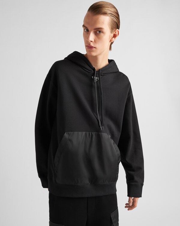 Black Cotton Fleece Hoodie | PRADA