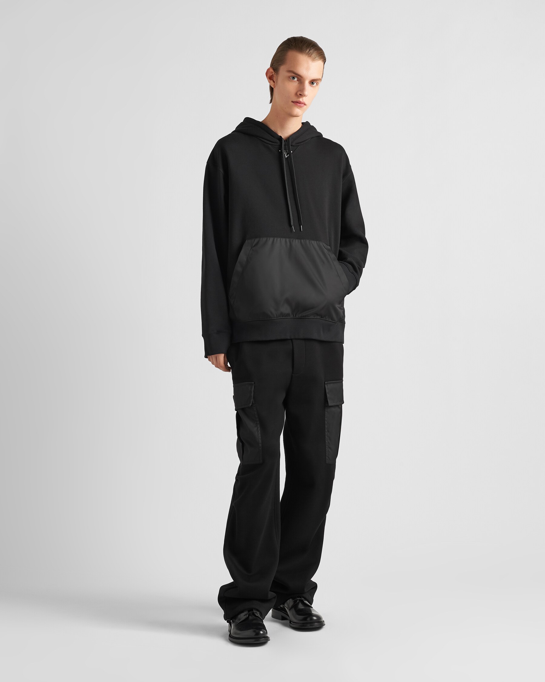 Black Cotton Fleece Hoodie | PRADA