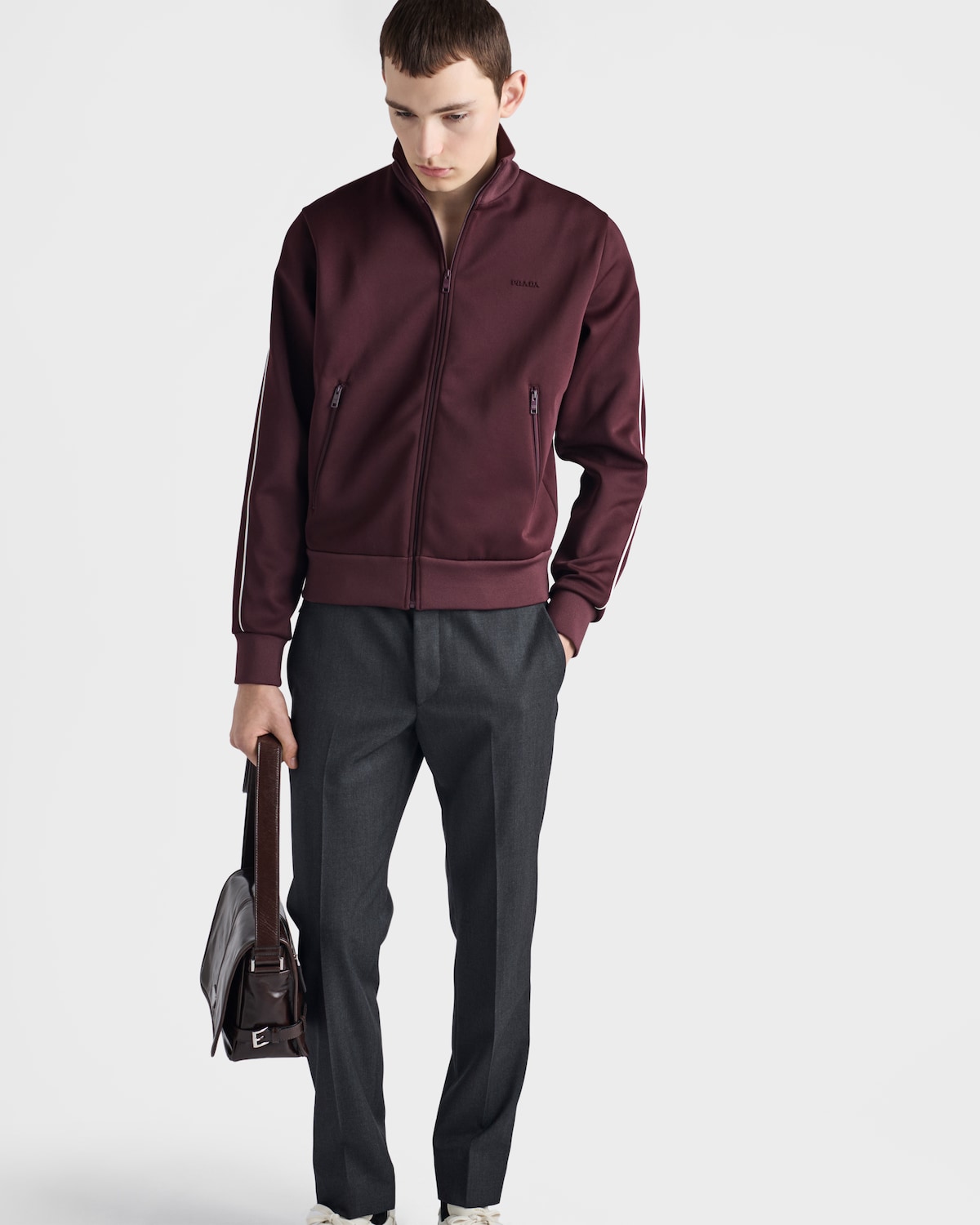 Garnet Zippered Technical Fabric Track Jacket | PRADA - United States
