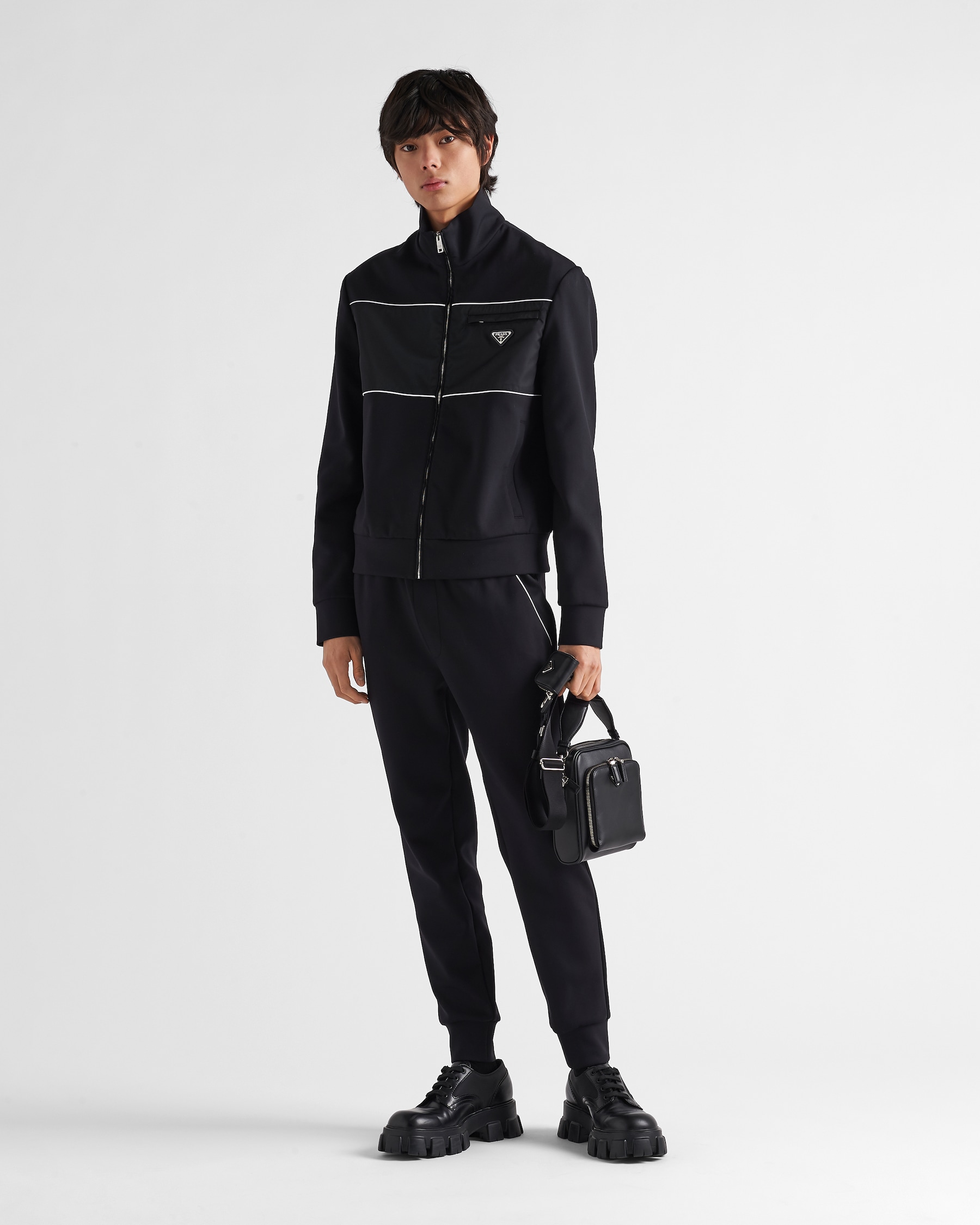 Sweat-shirt Avec Détails En Re-nylon Noir/blanc | PRADA