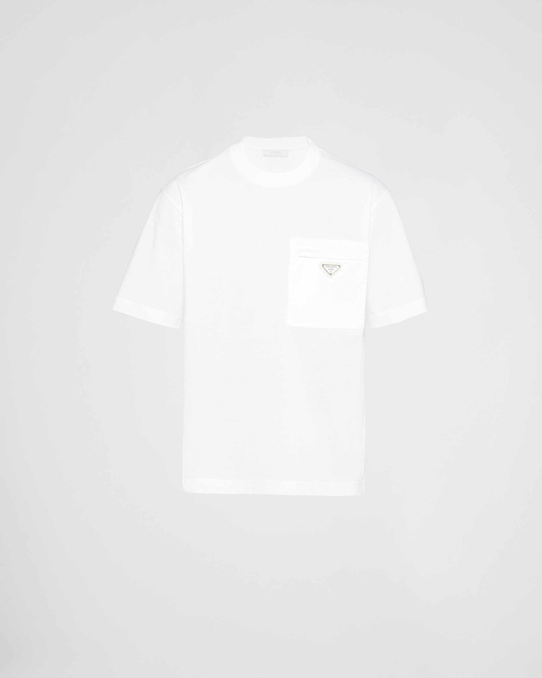 White Re-nylon And Jersey T-shirt | PRADA