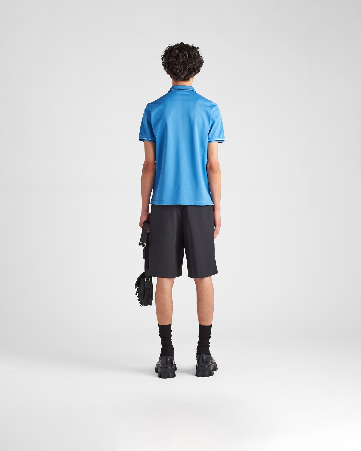 Periwinkle Blue Cotton Piqué Polo Shirt | PRADA