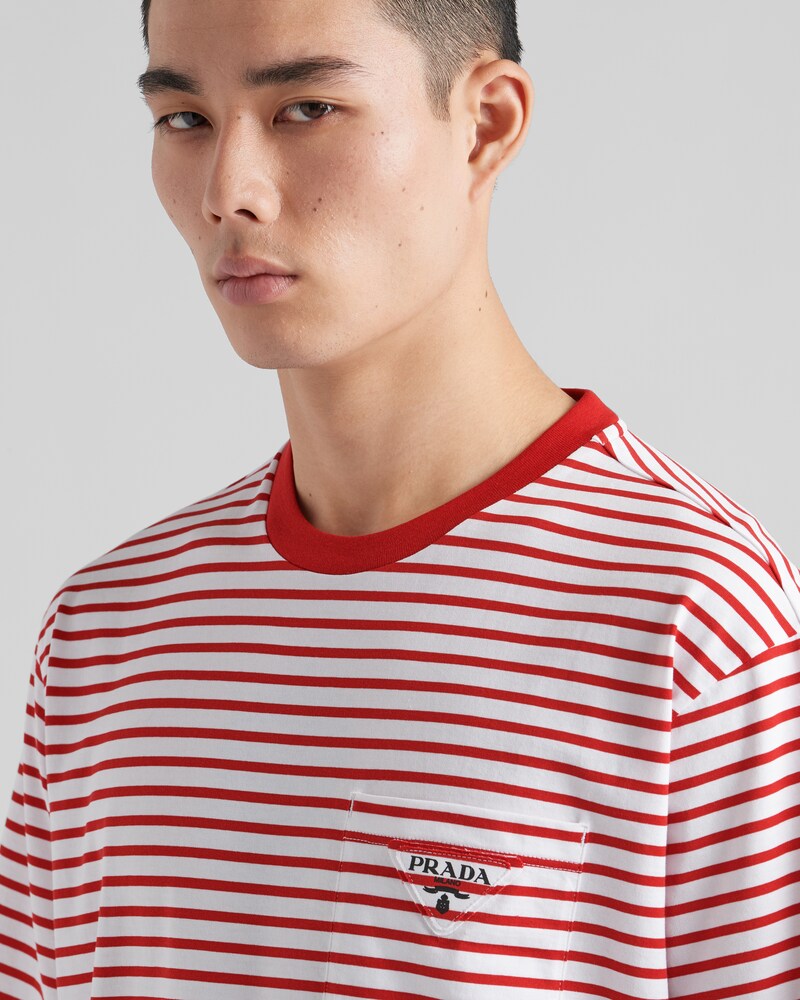 White/red Cotton T-shirt | PRADA