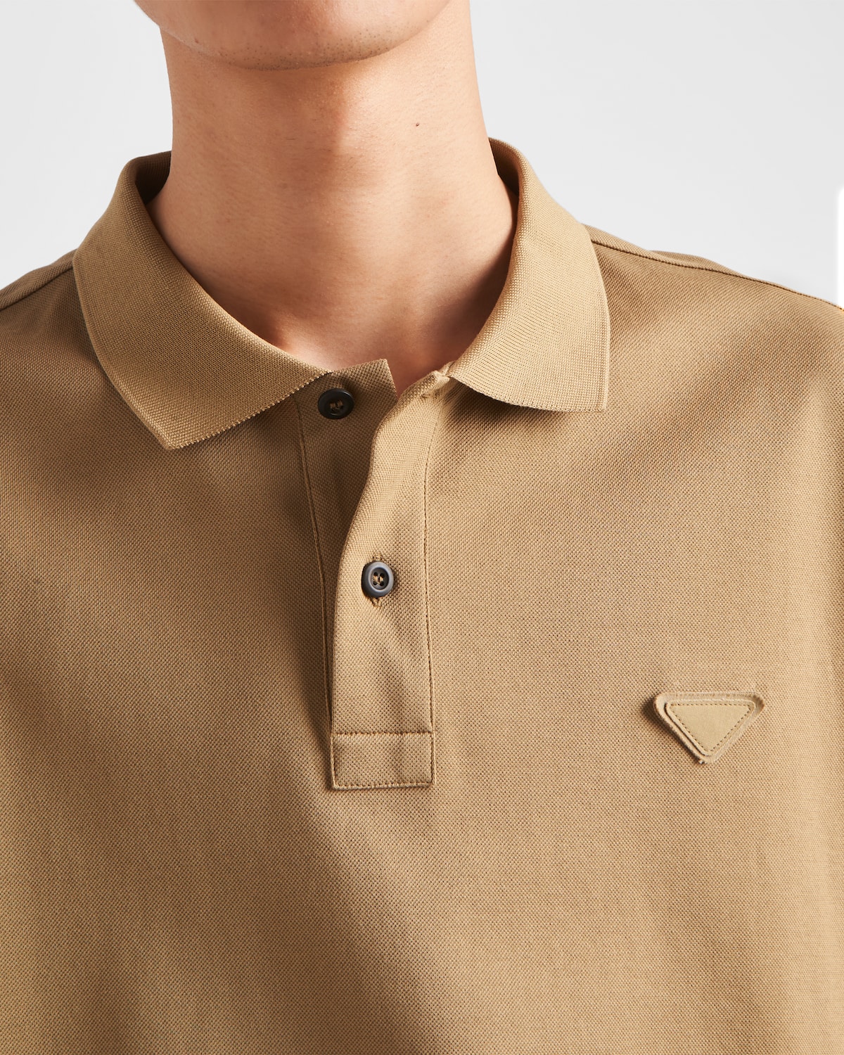 Khaki Oversized Cotton Polo Shirt | PRADA