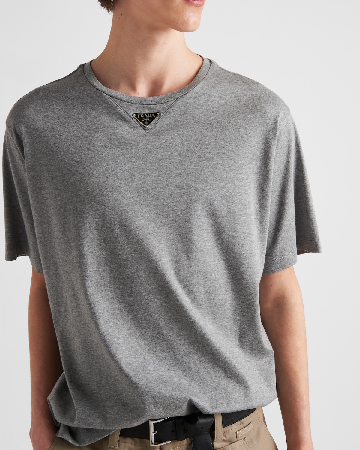 Grey Cotton T-shirt | PRADA