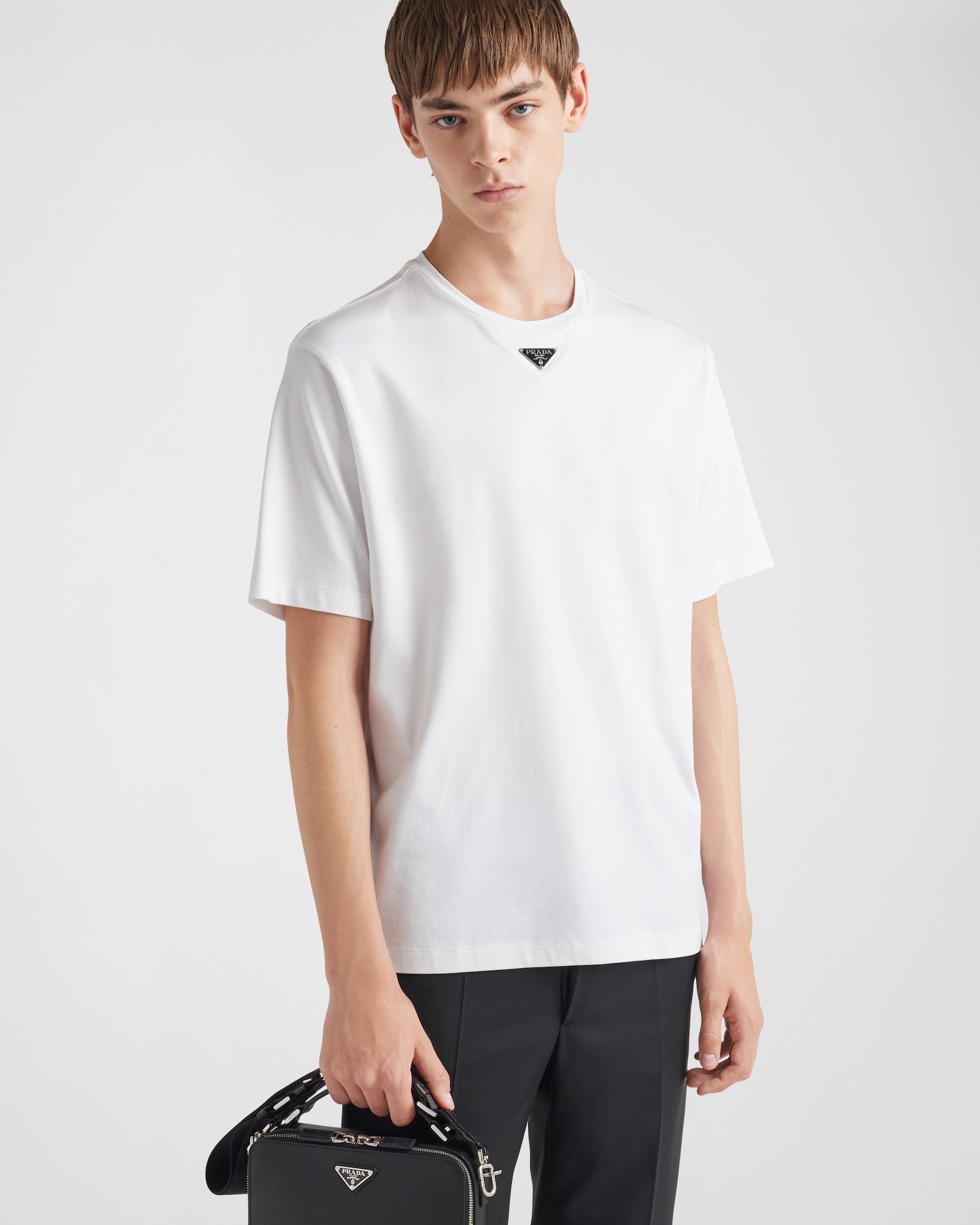 White Cotton T-shirt | PRADA