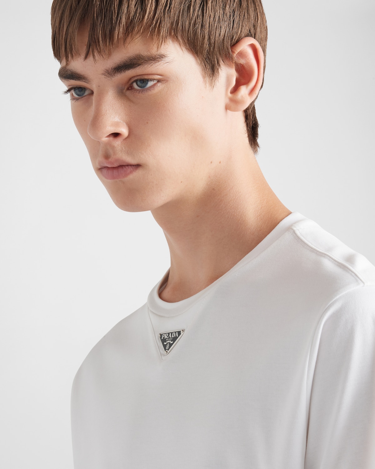 White Cotton T-shirt | PRADA