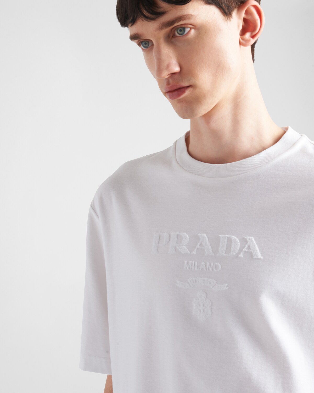 ホワイト テクニカルコットン Tシャツ | PRADA