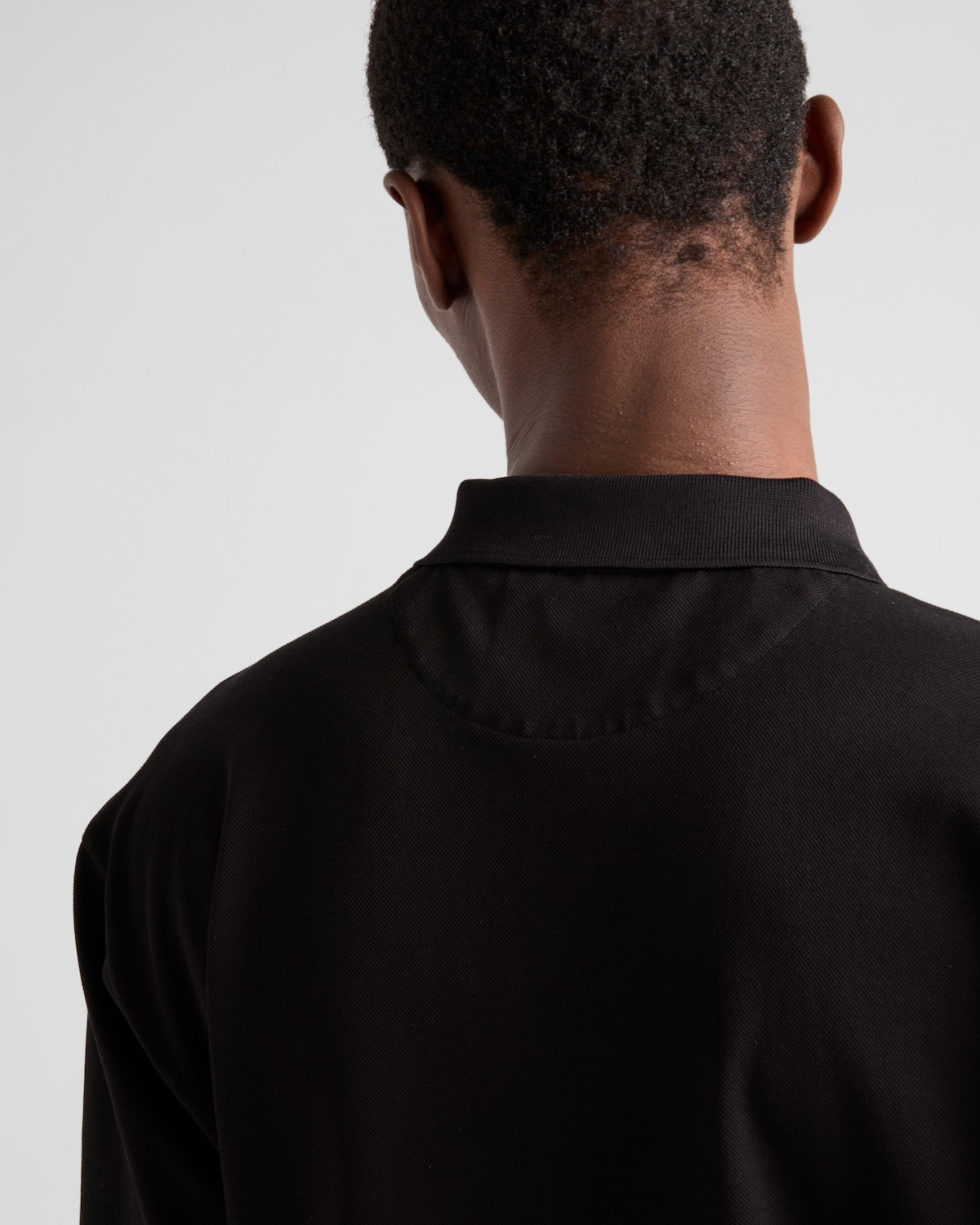 Black Piqué Polo Shirt With Re-nylon Details | PRADA