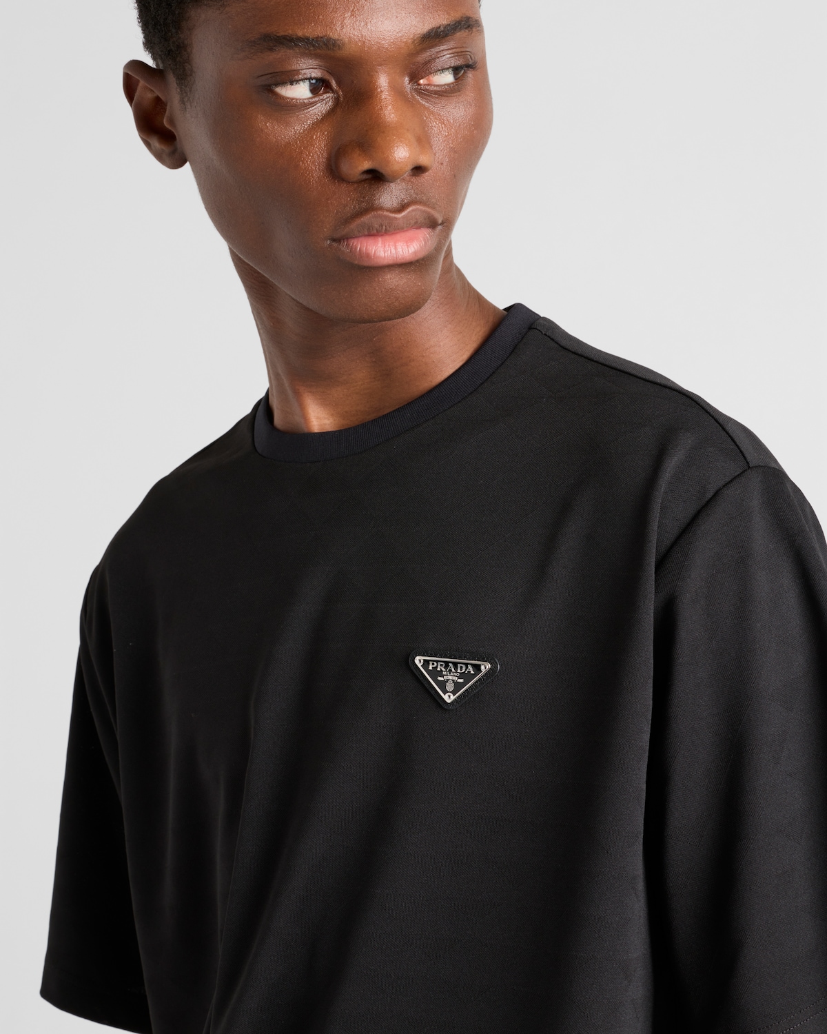Black Technical Jersey T-shirt | PRADA