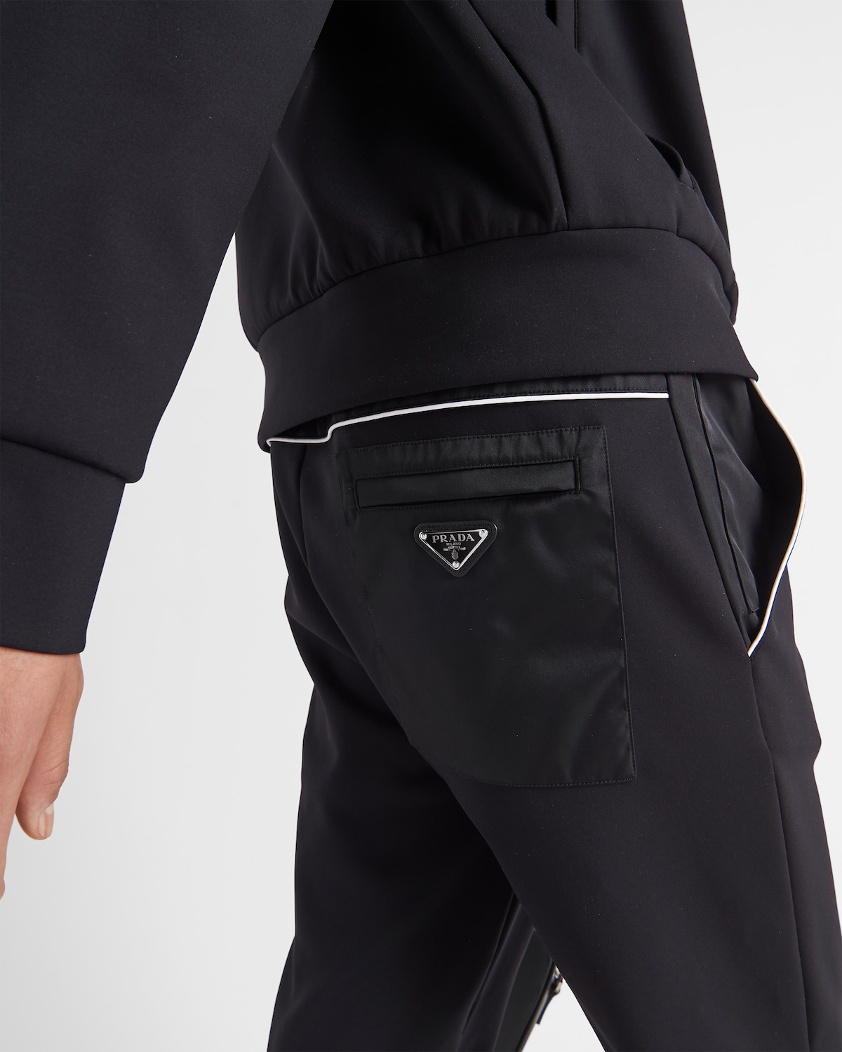 Black/white Sweatpants With Re-nylon Details | PRADA