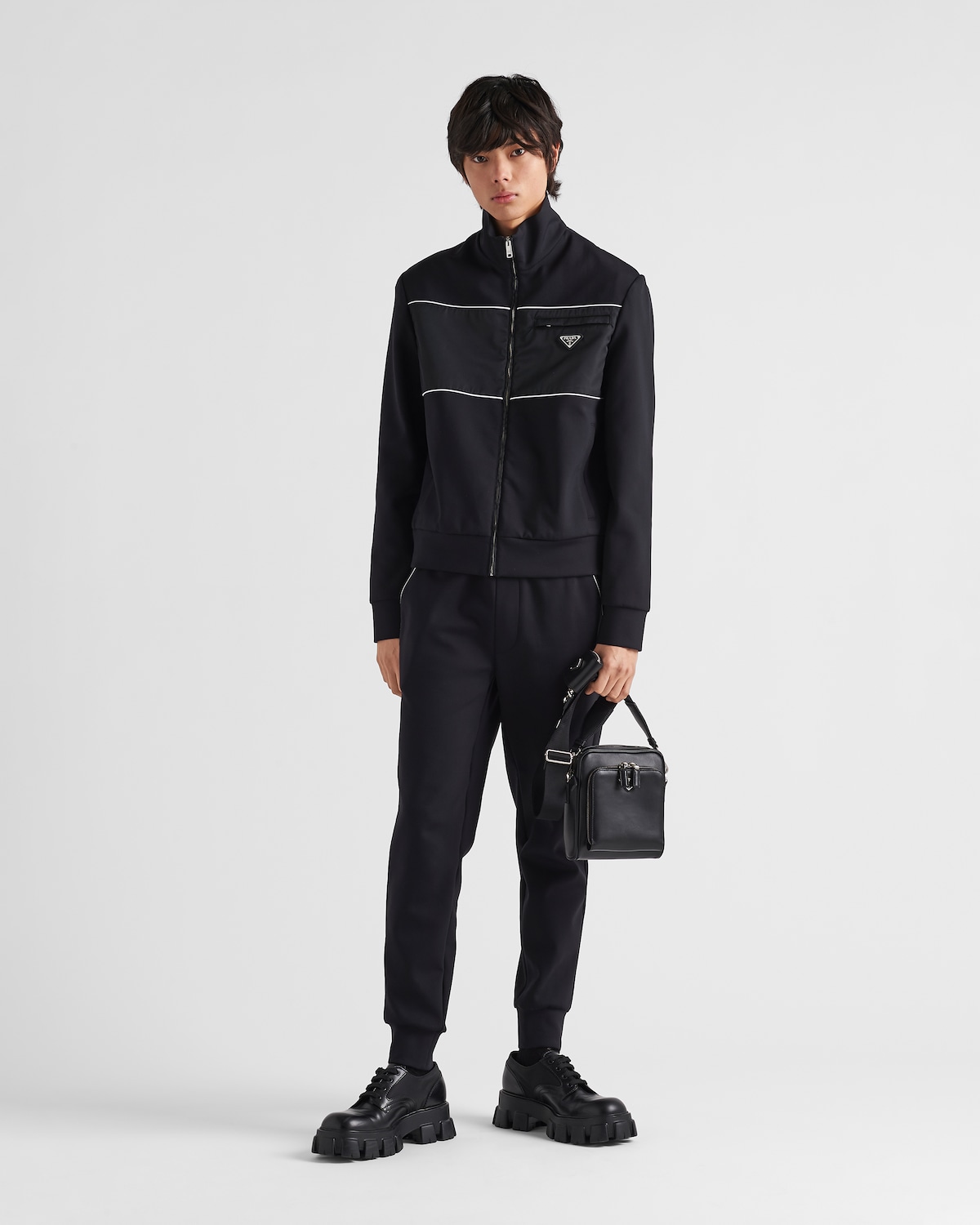 Black/white Sweatpants With Re-nylon Details | PRADA