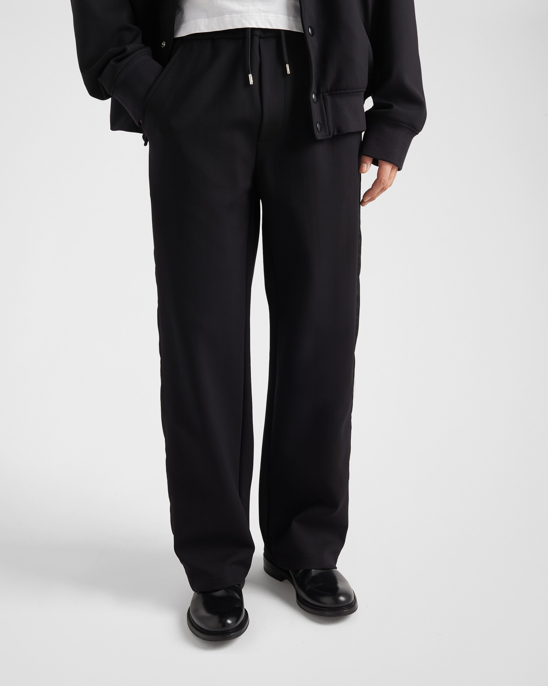 Pantalon En Coton Molletonné Et Re-nylon Noir/noir | PRADA