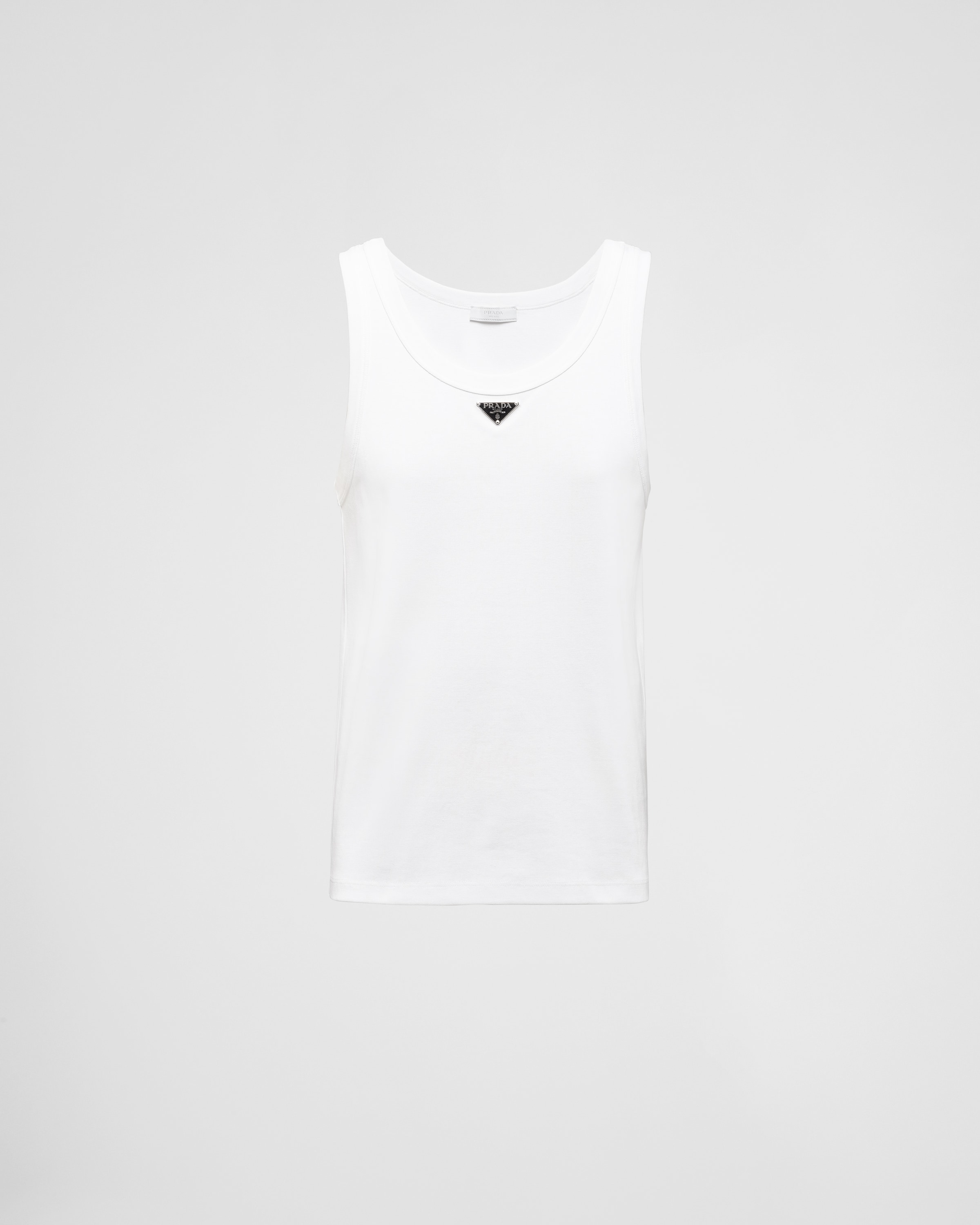 White Cotton Tank Top | PRADA