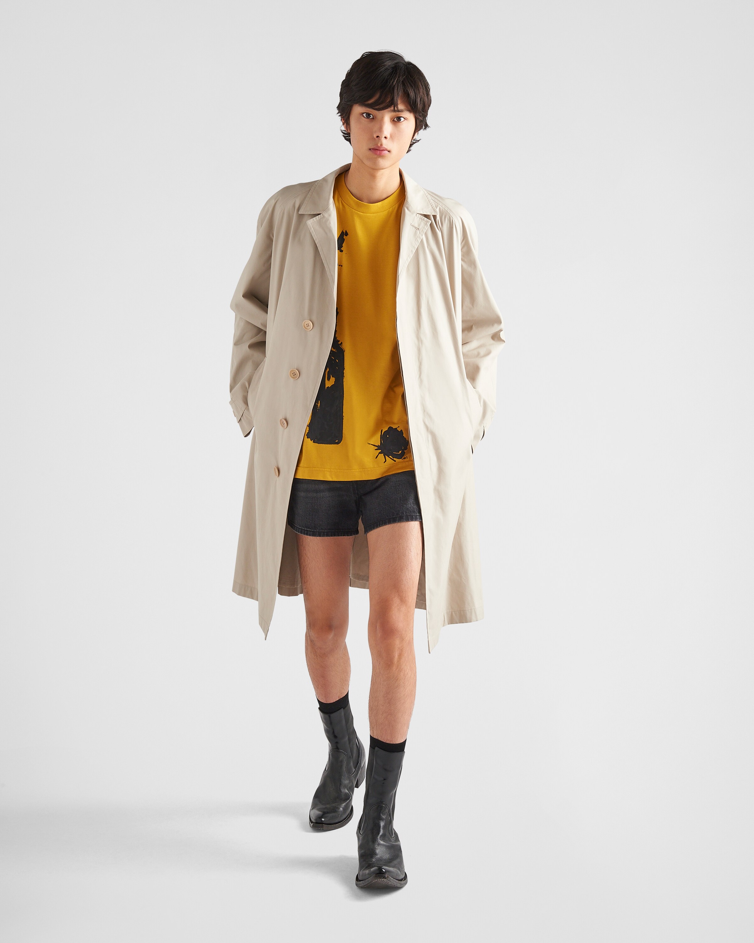 Sunny Yellow Printed Cotton Top | PRADA