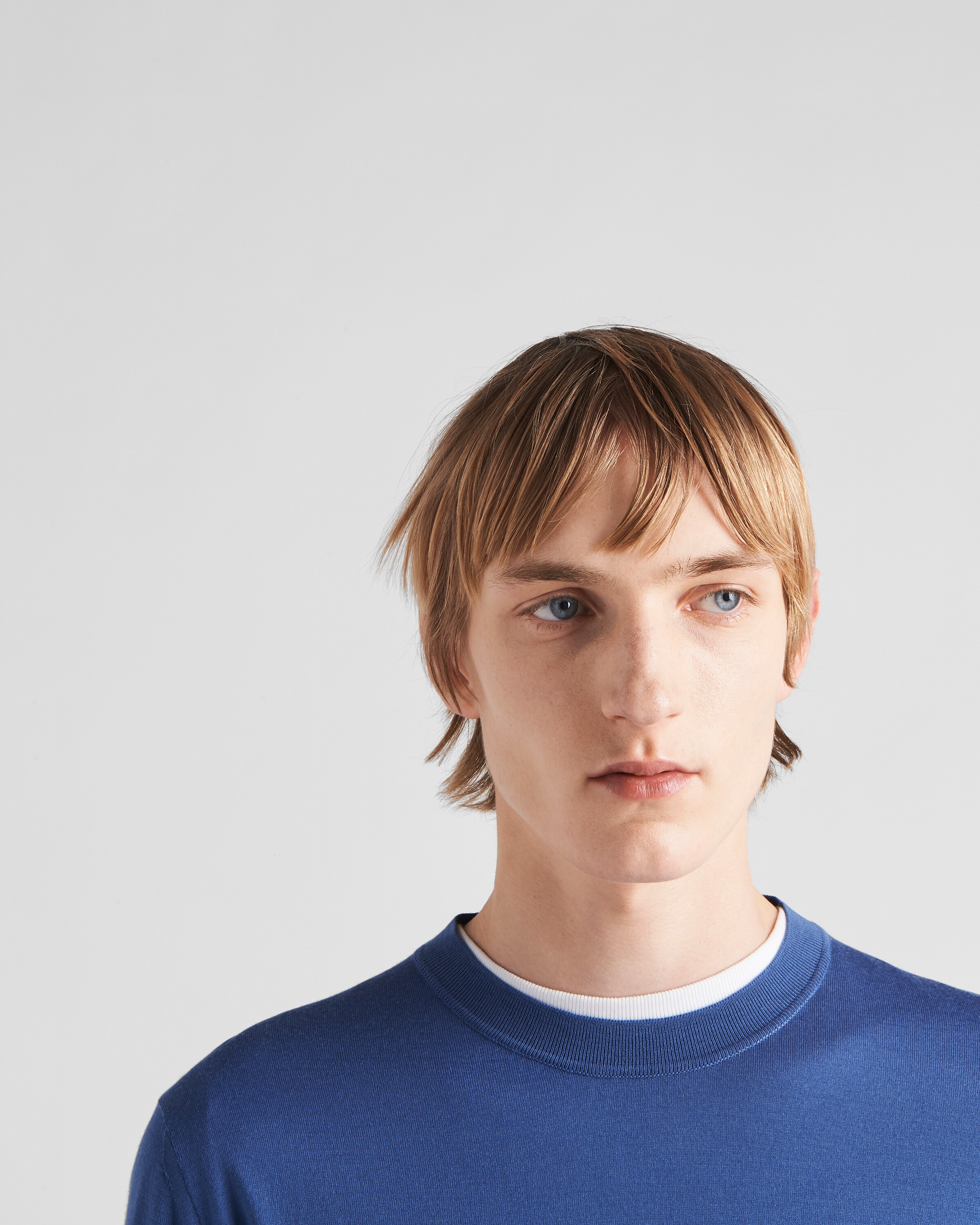 ライトブルー スーパーファインウール クルーネックセーター | PRADA ライトブルー スーパーファインウール クルーネックセーター | PRADA