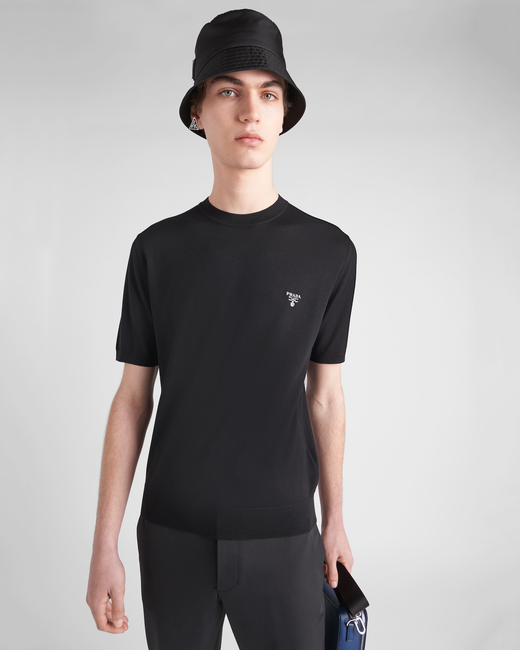 Black Superfine Wool Crew-neck Sweater | PRADA