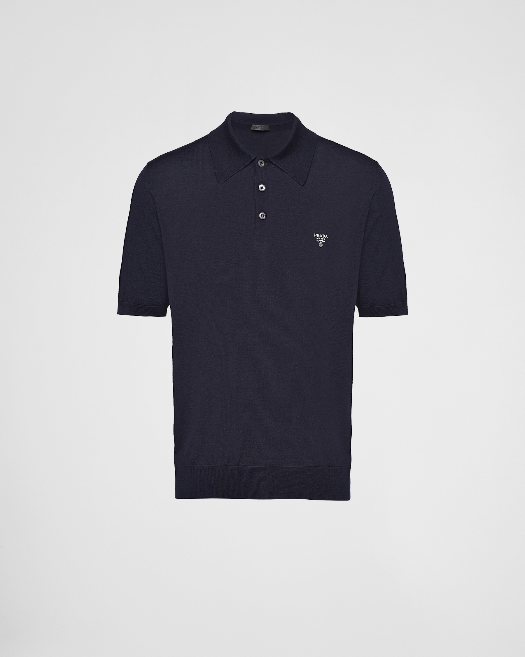 Navy Superfine Wool Polo Shirt | PRADA - United States