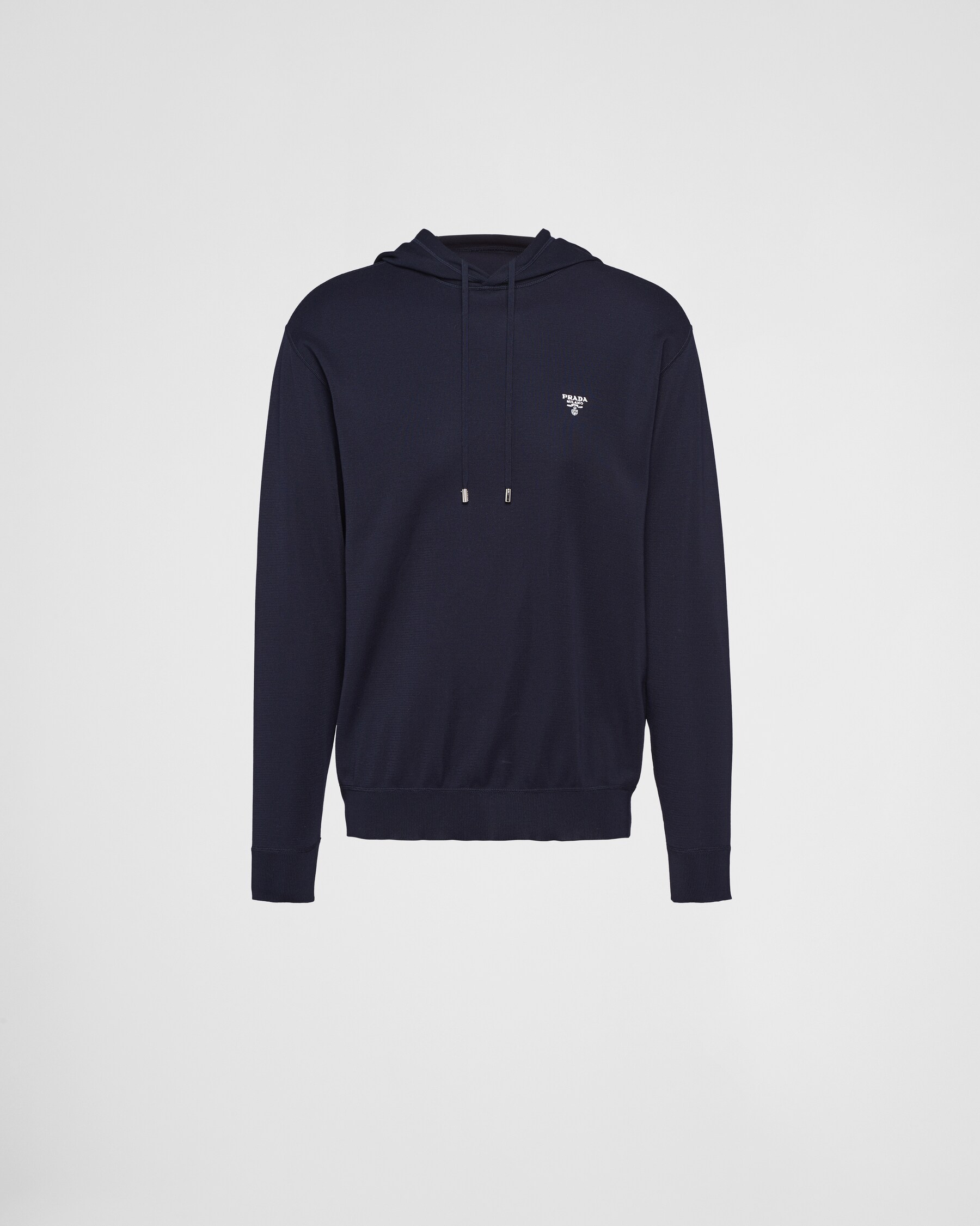 Navy Silk Hoodie | PRADA