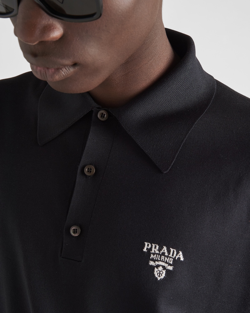 Black Silk polo sweater | PRADA