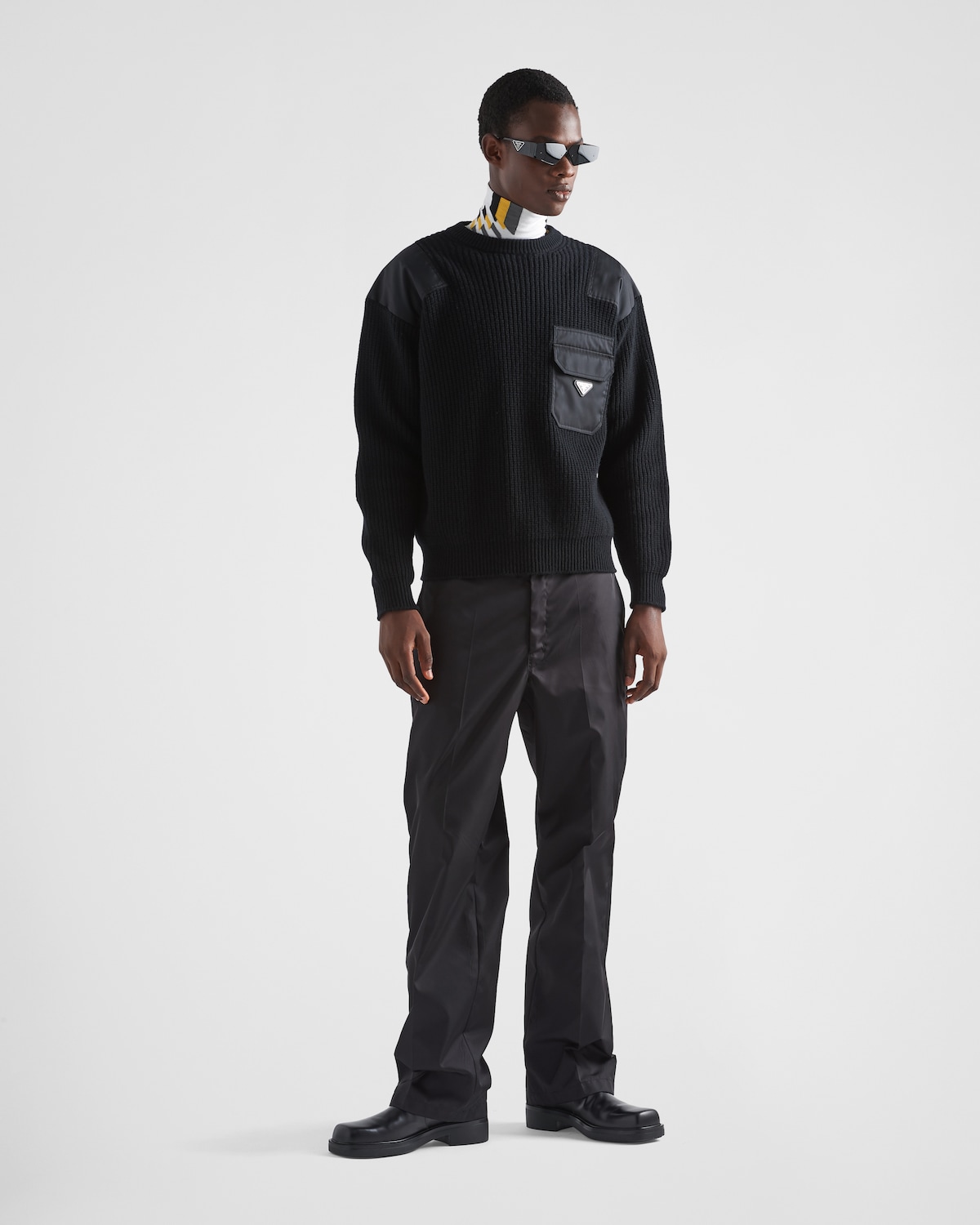 Black Wool And Re-nylon Sweater | PRADA