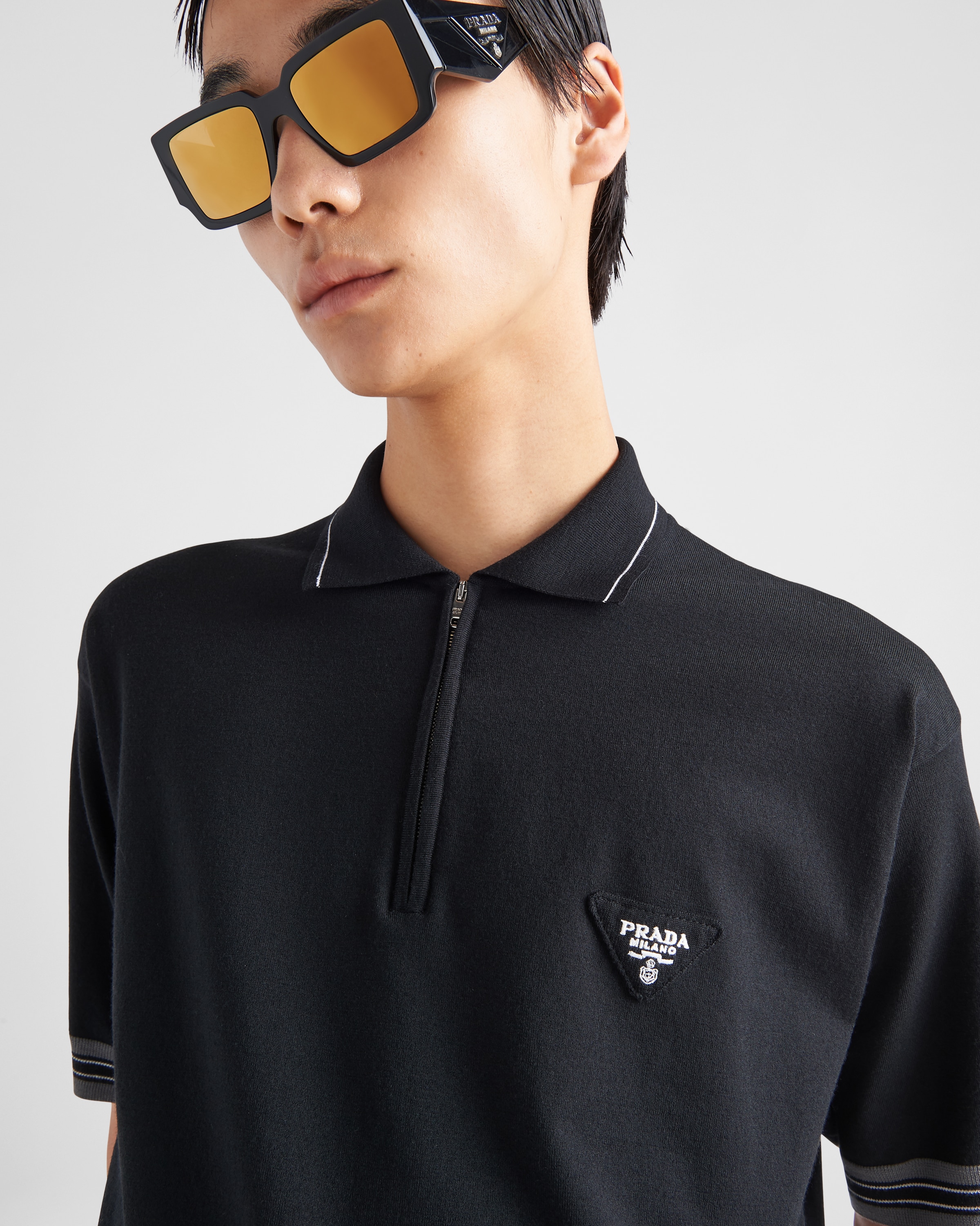 Black Superfine wool polo shirt | Prada