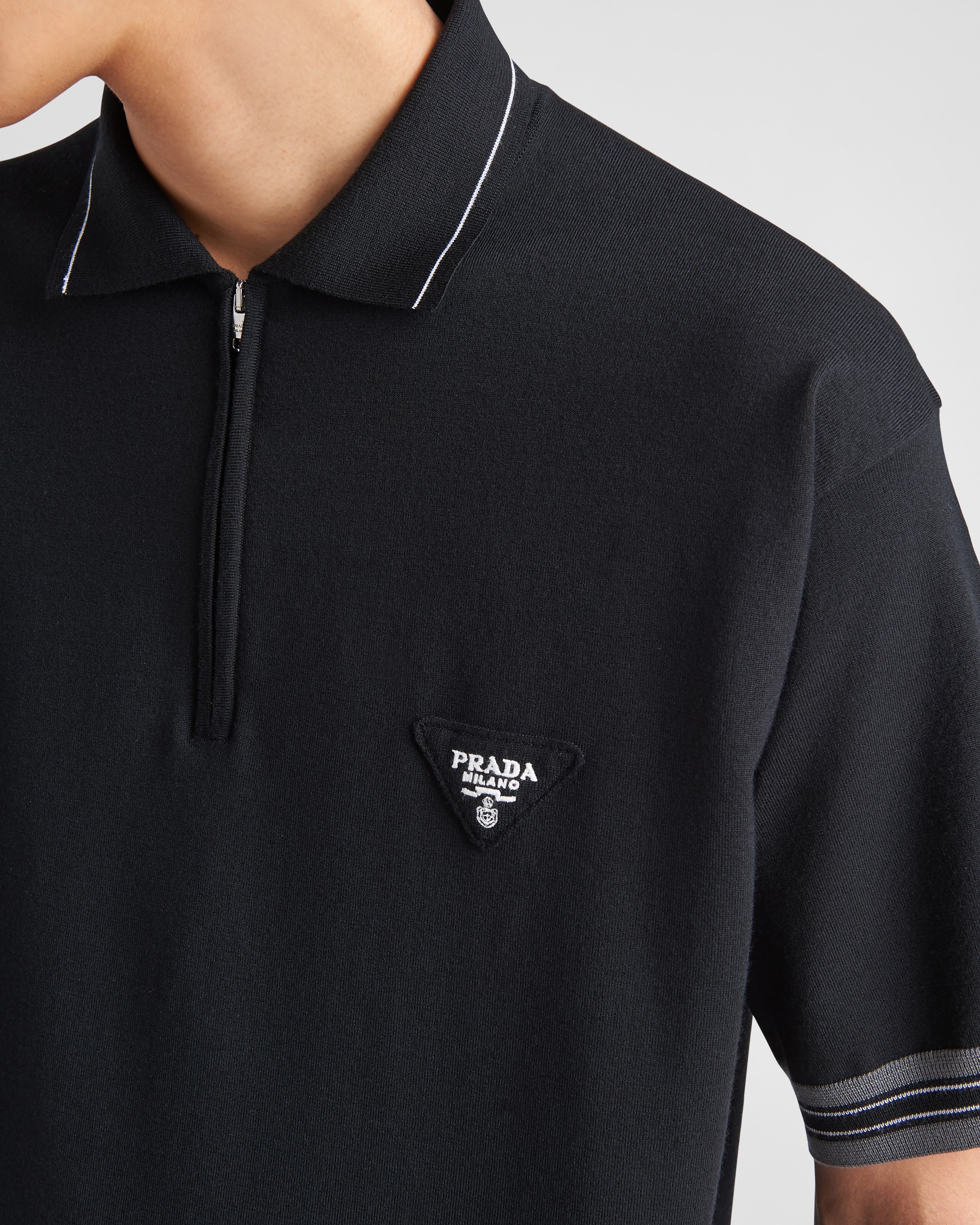 Black Superfine wool polo shirt | Prada