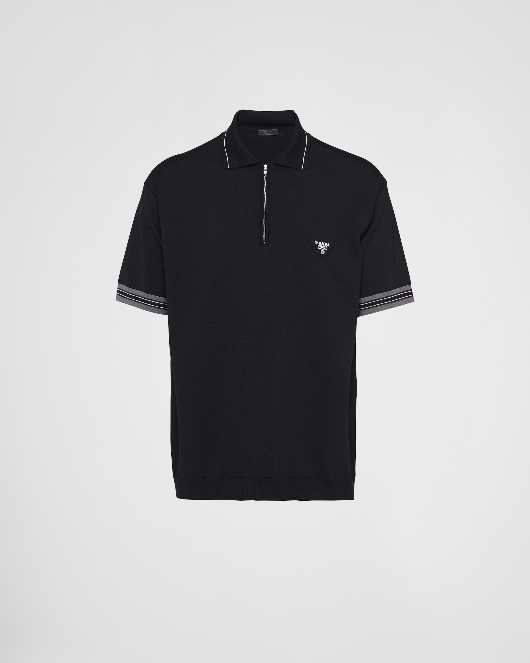 Black Superfine Wool Polo Shirt | PRADA