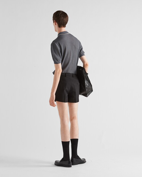 Lead Gray Silk And Cotton Polo Shirt | PRADA