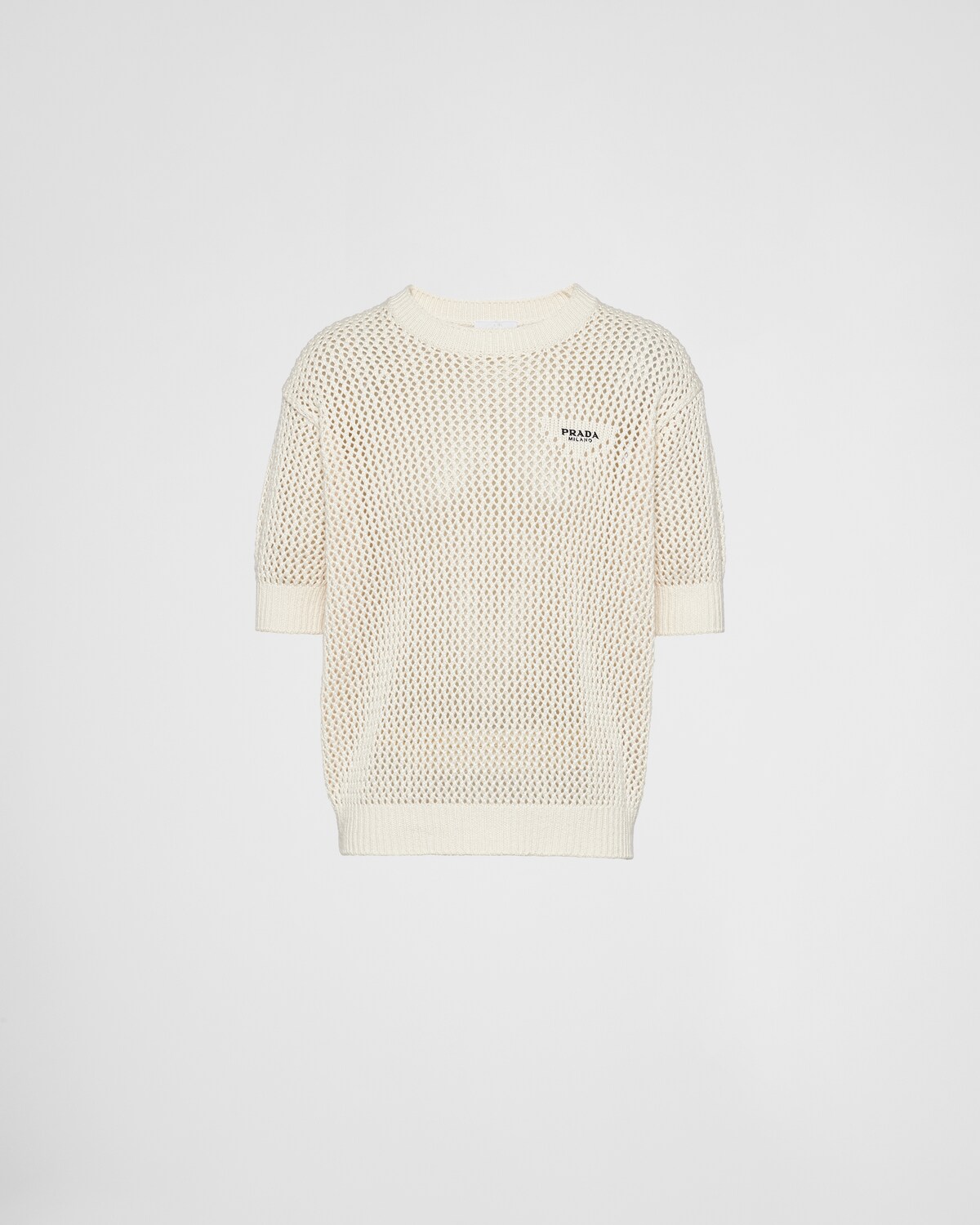 Natural Oversized Open-weave Mesh Silk Sweater | PRADA