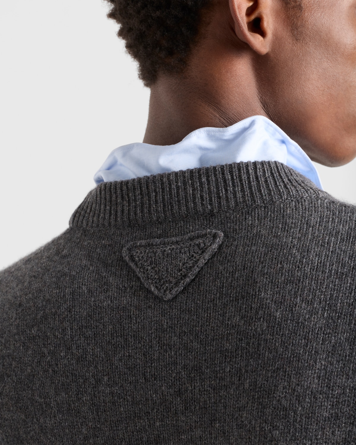 Slate Gray Re-cashmere Crew-neck Sweater | PRADA - United States