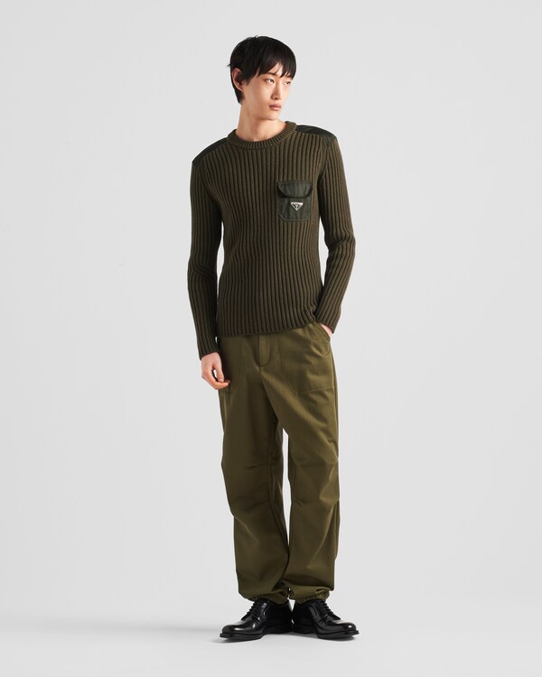 Military Green Wool And Cashmere Crew-neck Sweater | PRADA