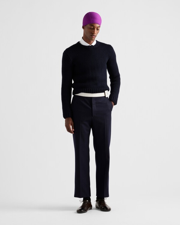 Navy Wool Crew-neck Sweater | PRADA