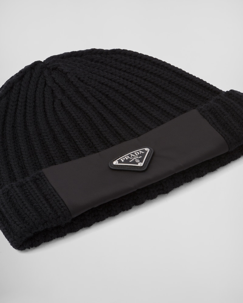Black Re-nylon Gabardine And Wool Cap | PRADA