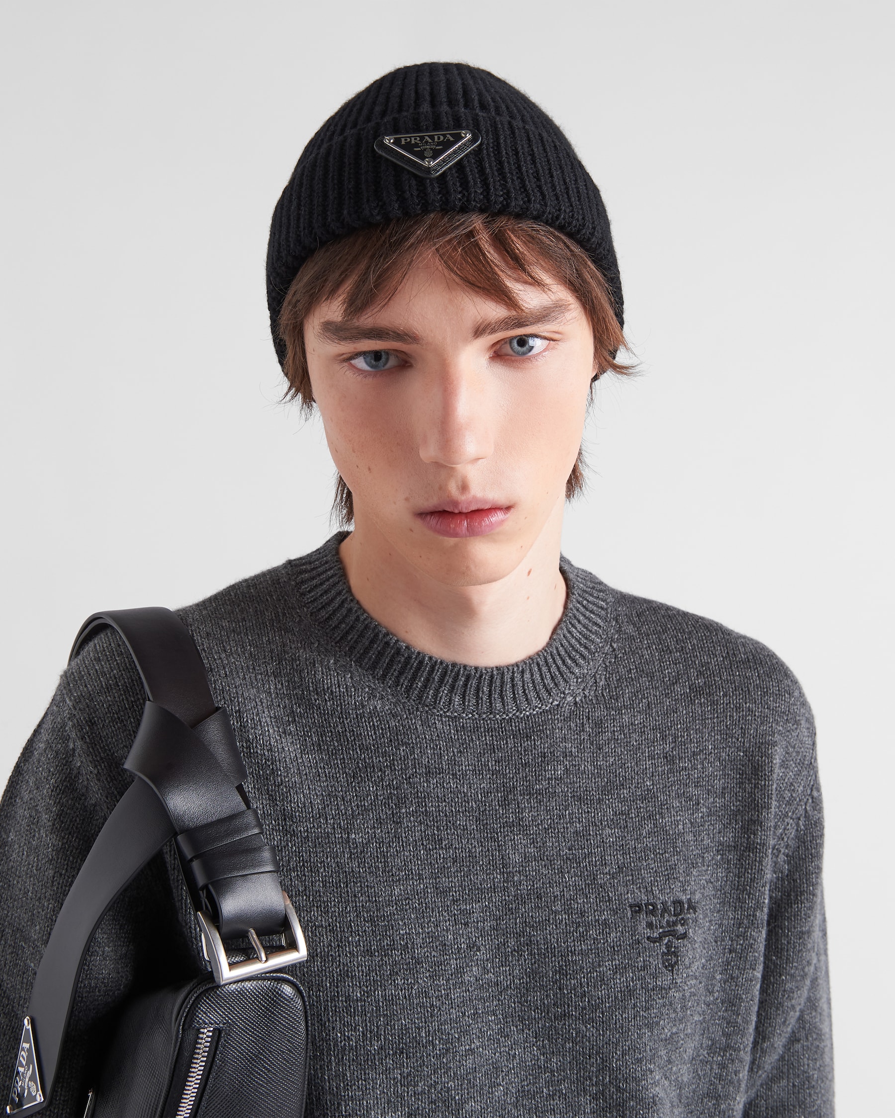 Black Wool And Cashmere Beanie | PRADA