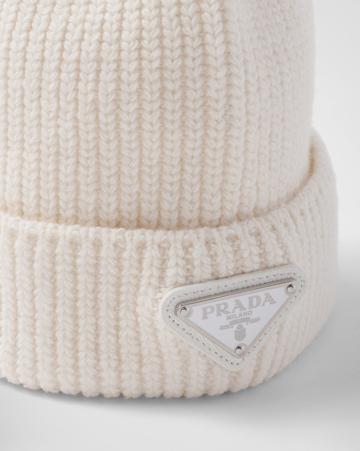 White Wool And Cashmere Beanie | PRADA