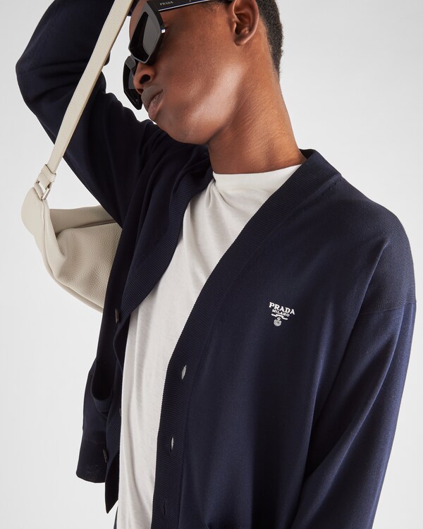 Navy Silk Cardigan | PRADA