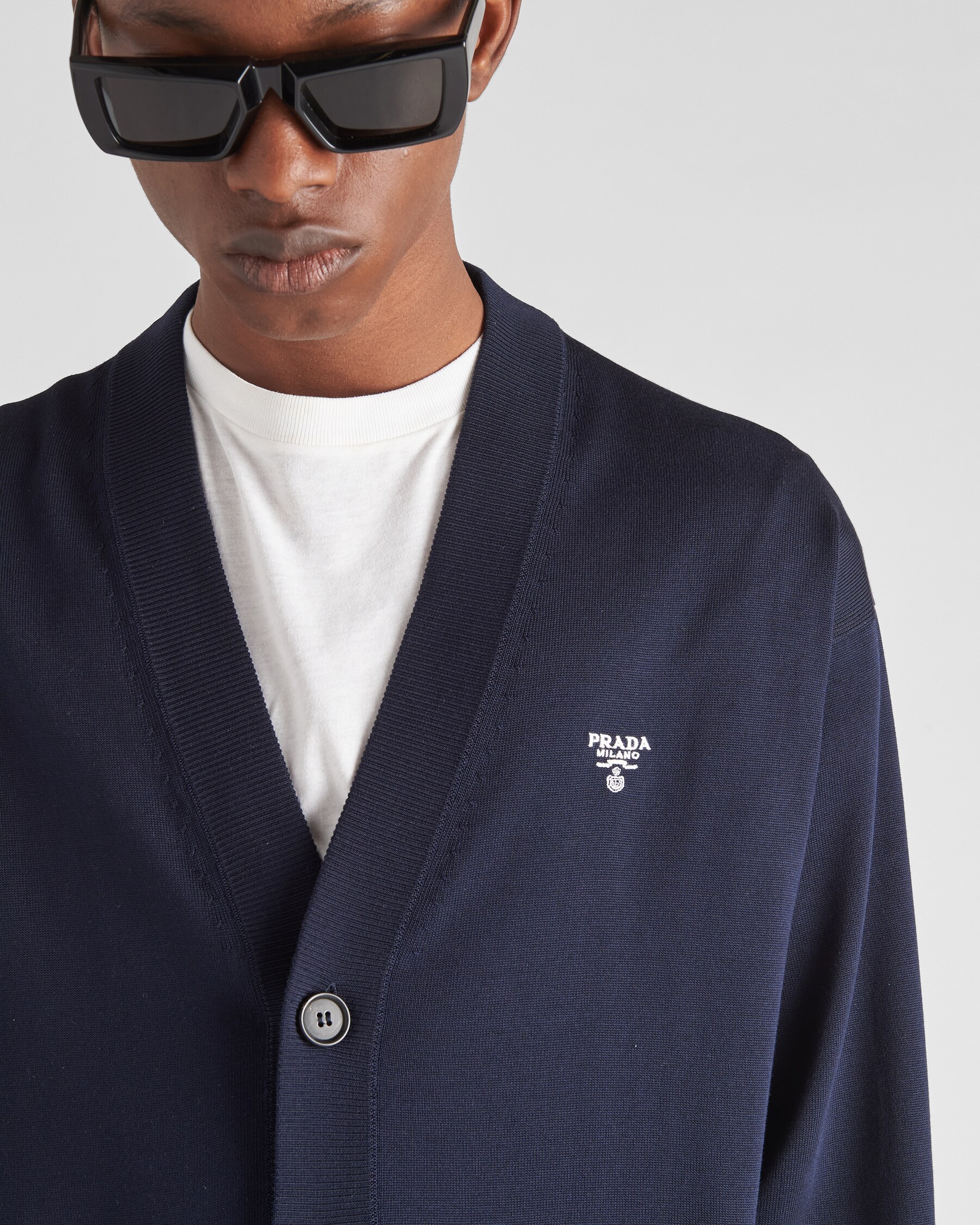 Navy Silk Cardigan | PRADA