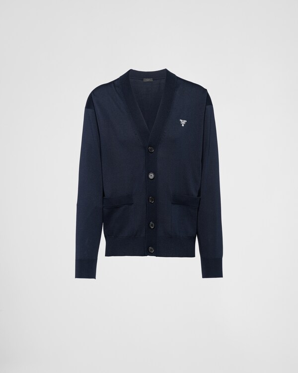Navy Silk Cardigan | PRADA