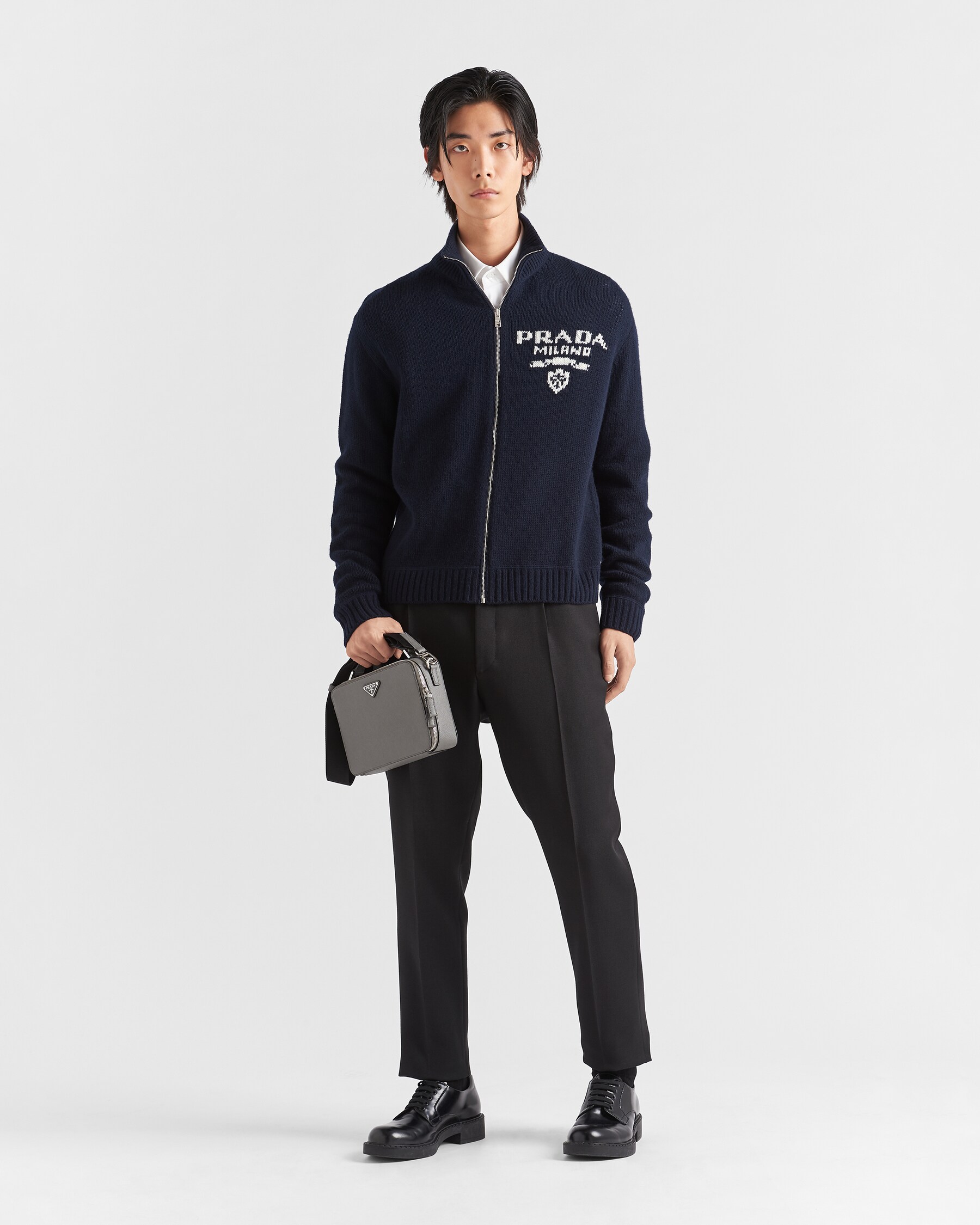 Navy Wool And Cashmere Cardigan | PRADA